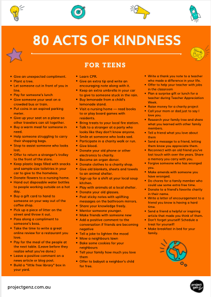 freebie- 80 acts of kindness for teens – Project Gen Z shop